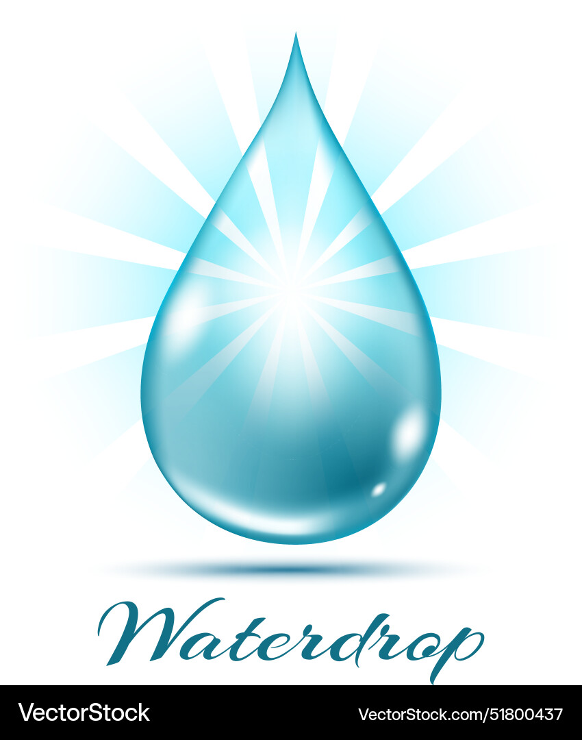 Blue water drop emblem Royalty Free Vector Image