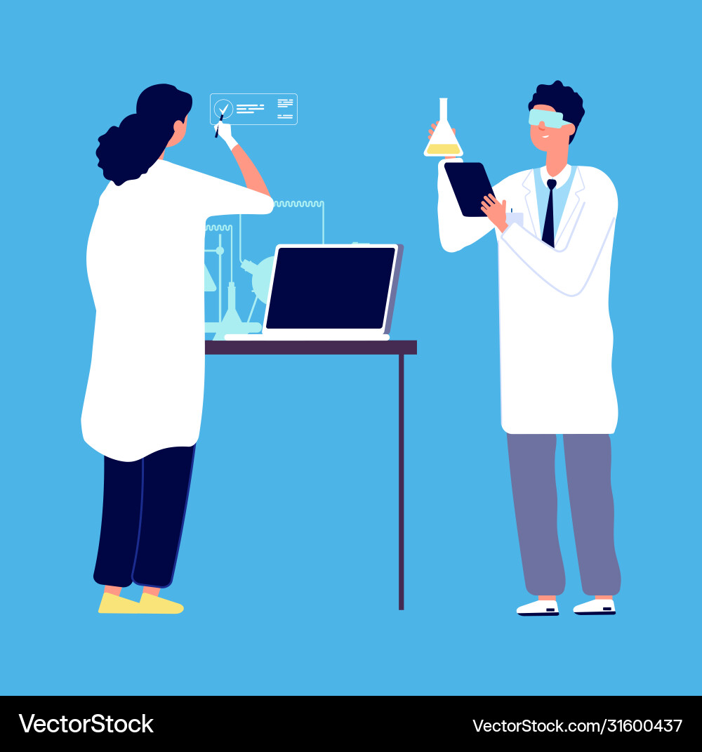 Chemical laboratory workers scientists research Vector Image