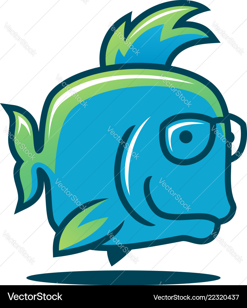 Cute Fish with Glasses Icon Royalty Free Vector Image