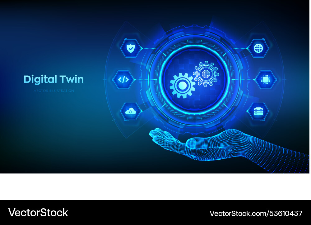 Digital twin business and industrial process Vector Image