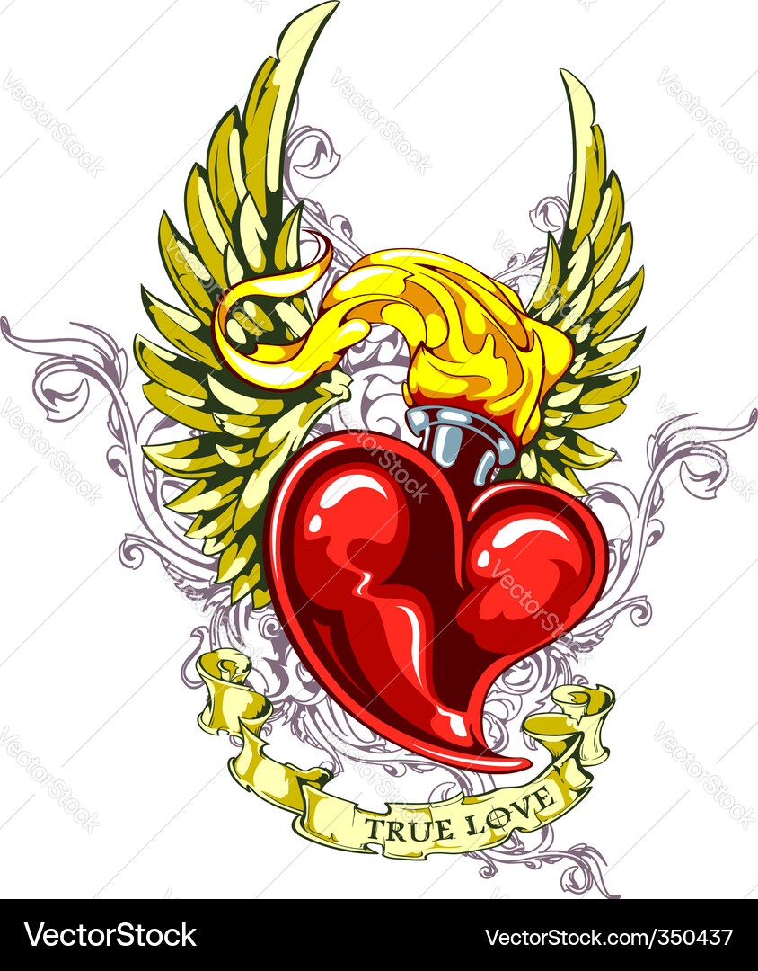Flaming heart Royalty Free Vector Image - VectorStock