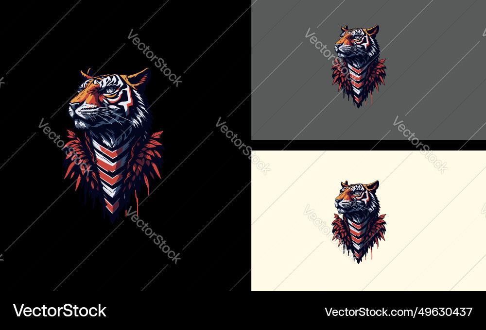 Head tiger with flag american background flat Vector Image