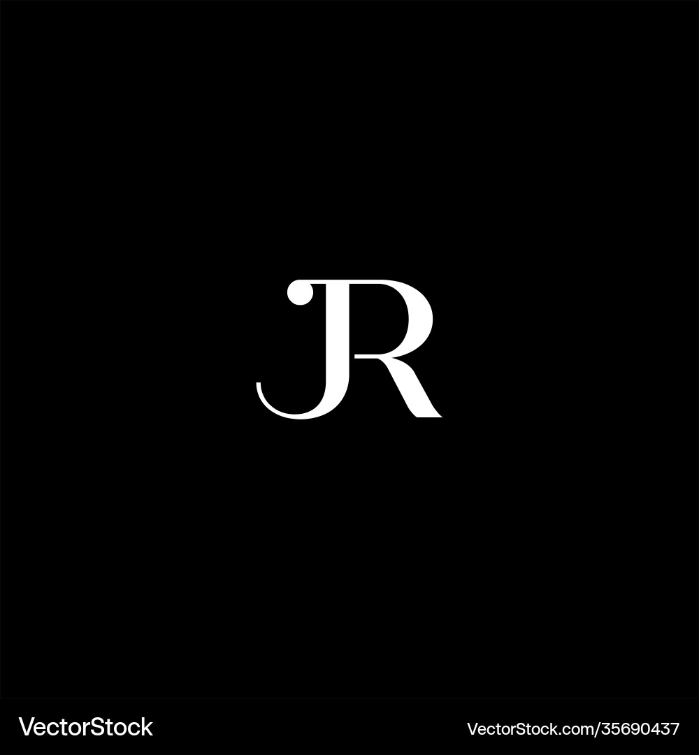 J r letter logo abstract design on black color Vector Image