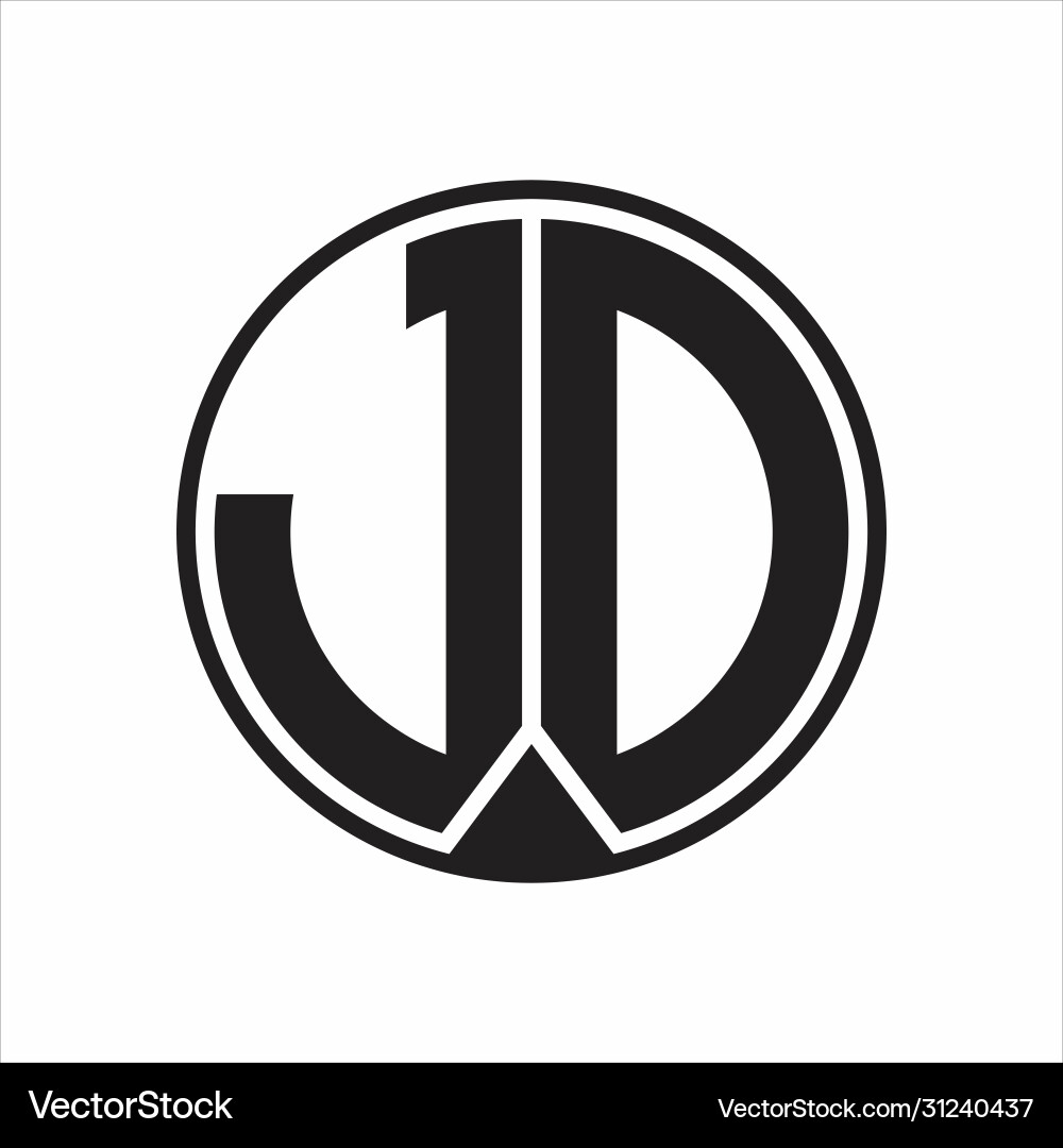 Jd logo monogram circle with piece ribbon style Vector Image