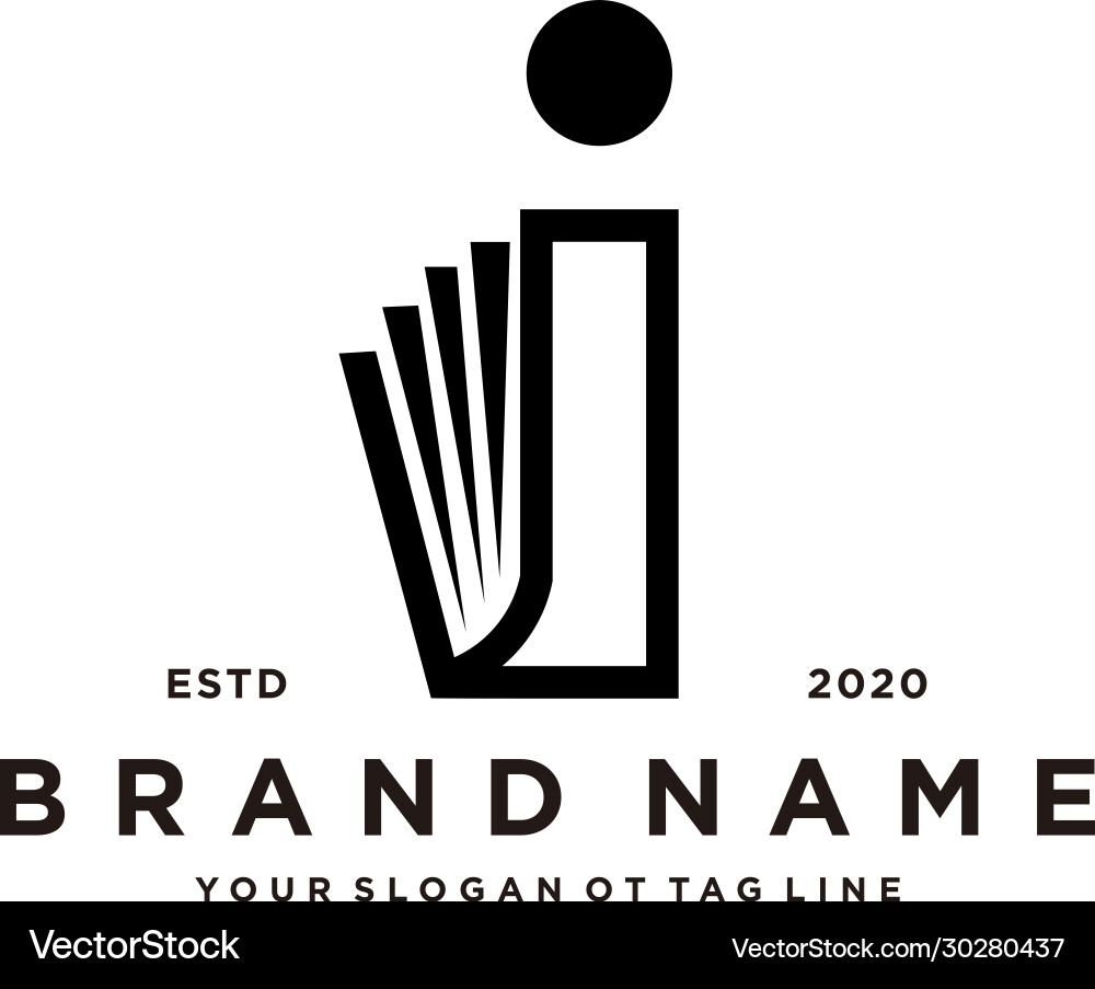 Letter i and book logo design Royalty Free Vector Image