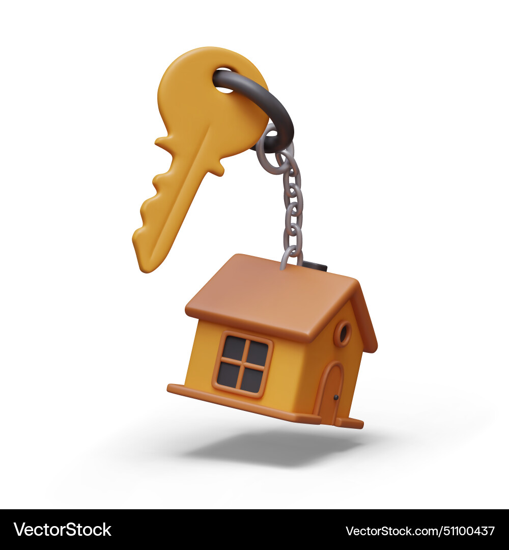 Metal key with pendant house Royalty Free Vector Image