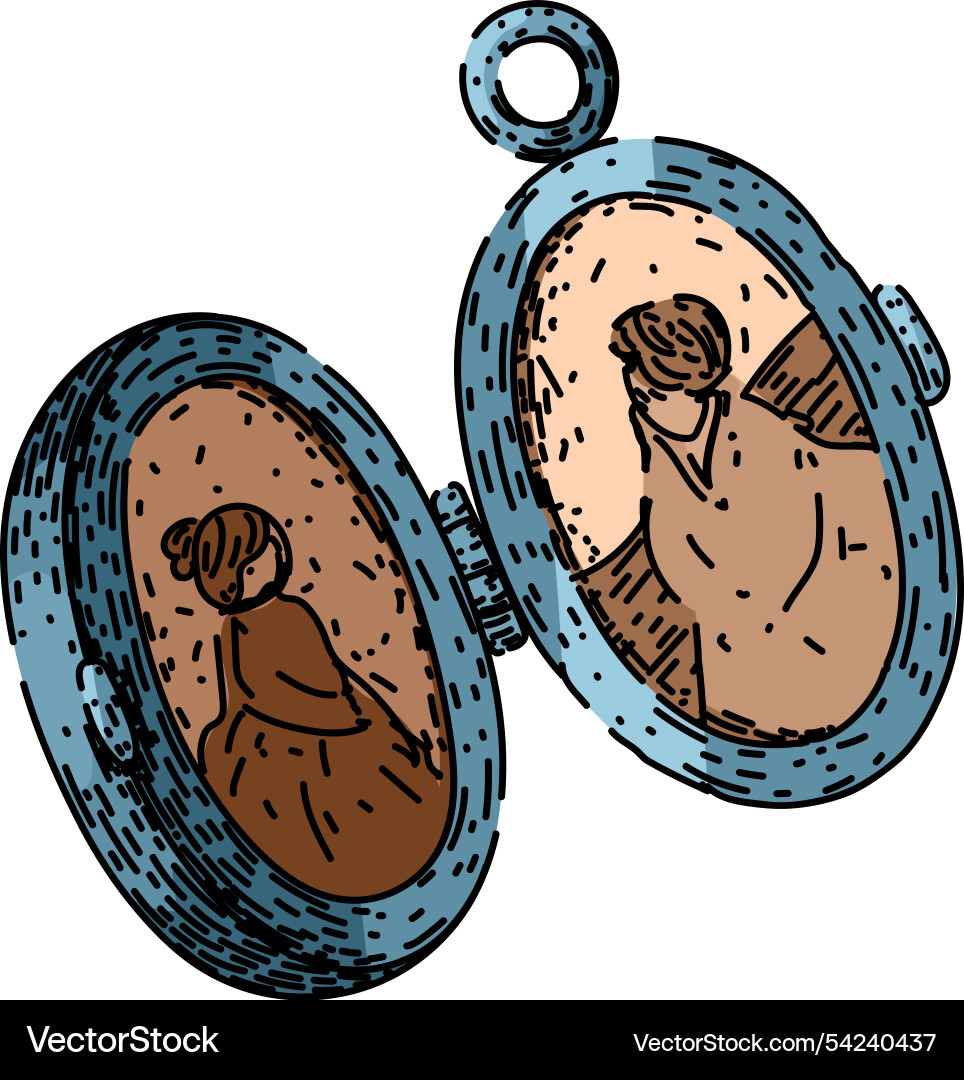 Necklace locket sketch hand drawn Royalty Free Vector Image