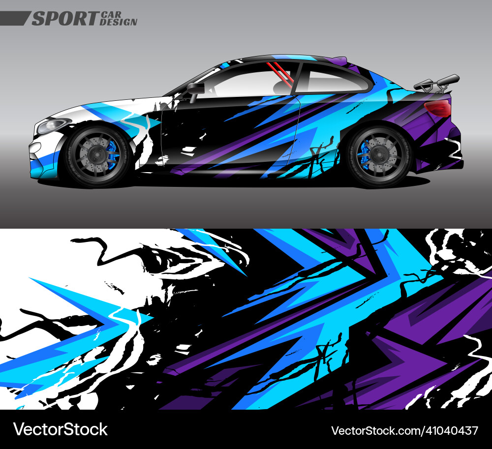 Racing car wrap design with special texture style Vector Image