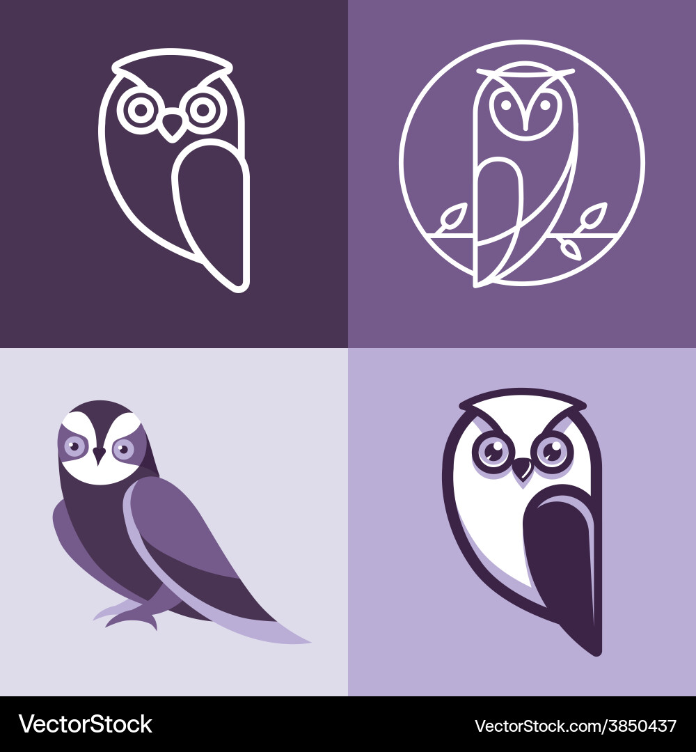 Set of owl logos and emblems Royalty Free Vector Image