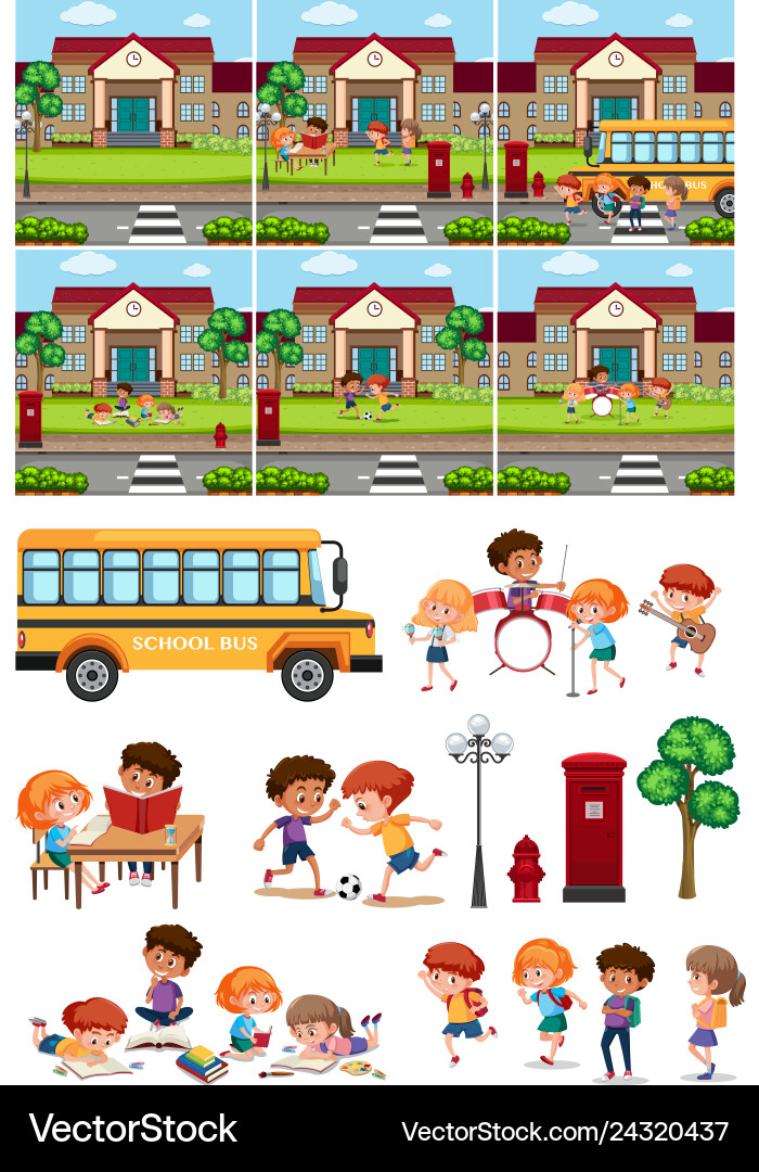 Set of school and student Royalty Free Vector Image