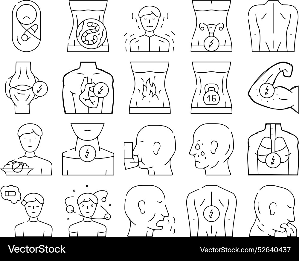 Sick health problem and allergy icons set Vector Image