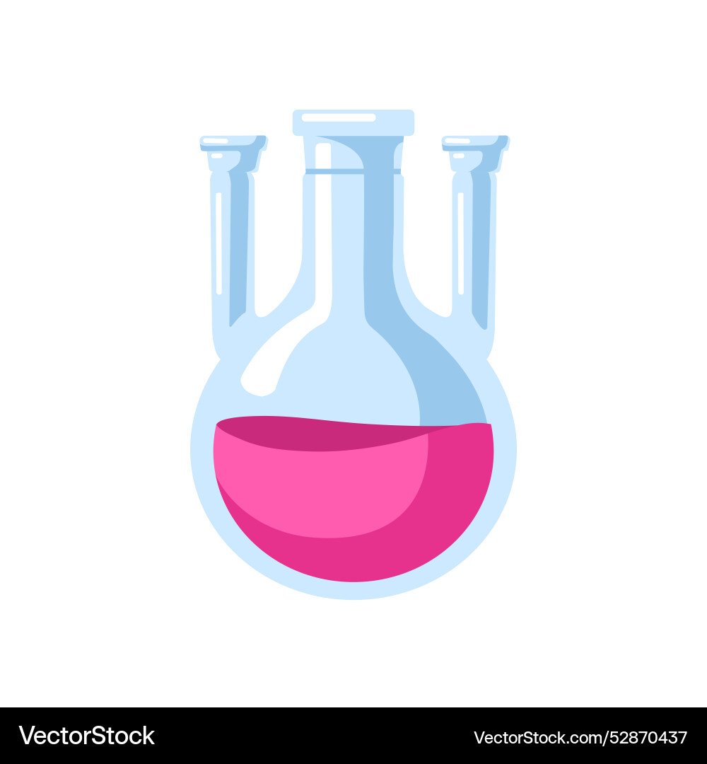 Three-neck flask chemical laboratory glassware Vector Image