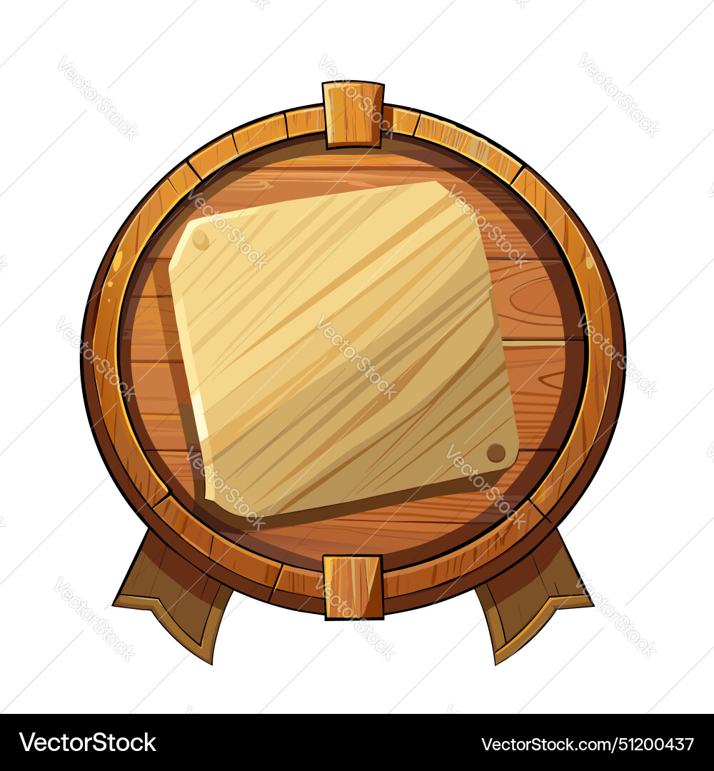 Wooden round sign with paper Royalty Free Vector Image
