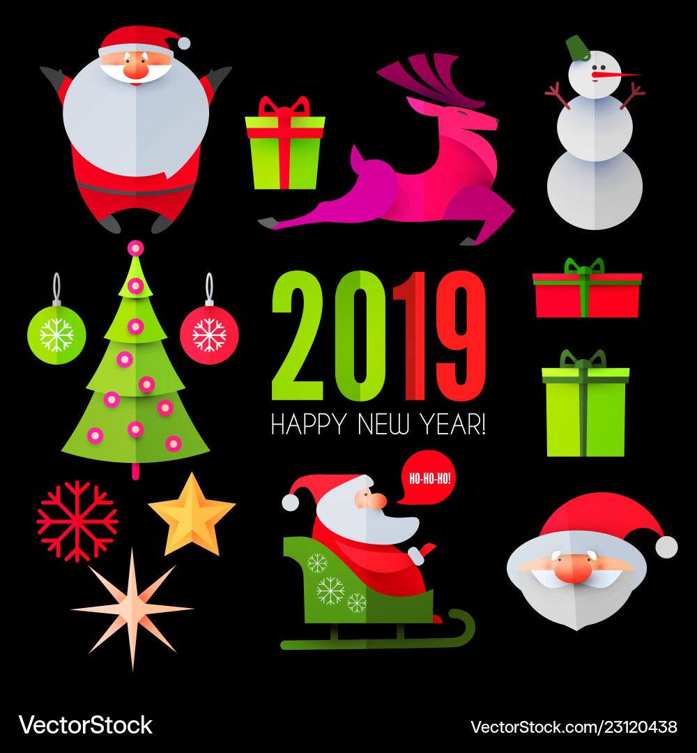 Christmas and new year design elements set Vector Image