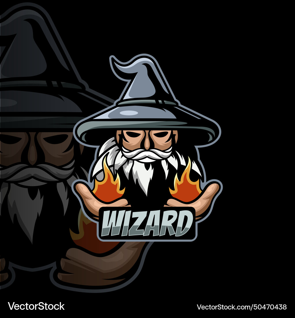Esports logo cool and unique wizard Royalty Free Vector