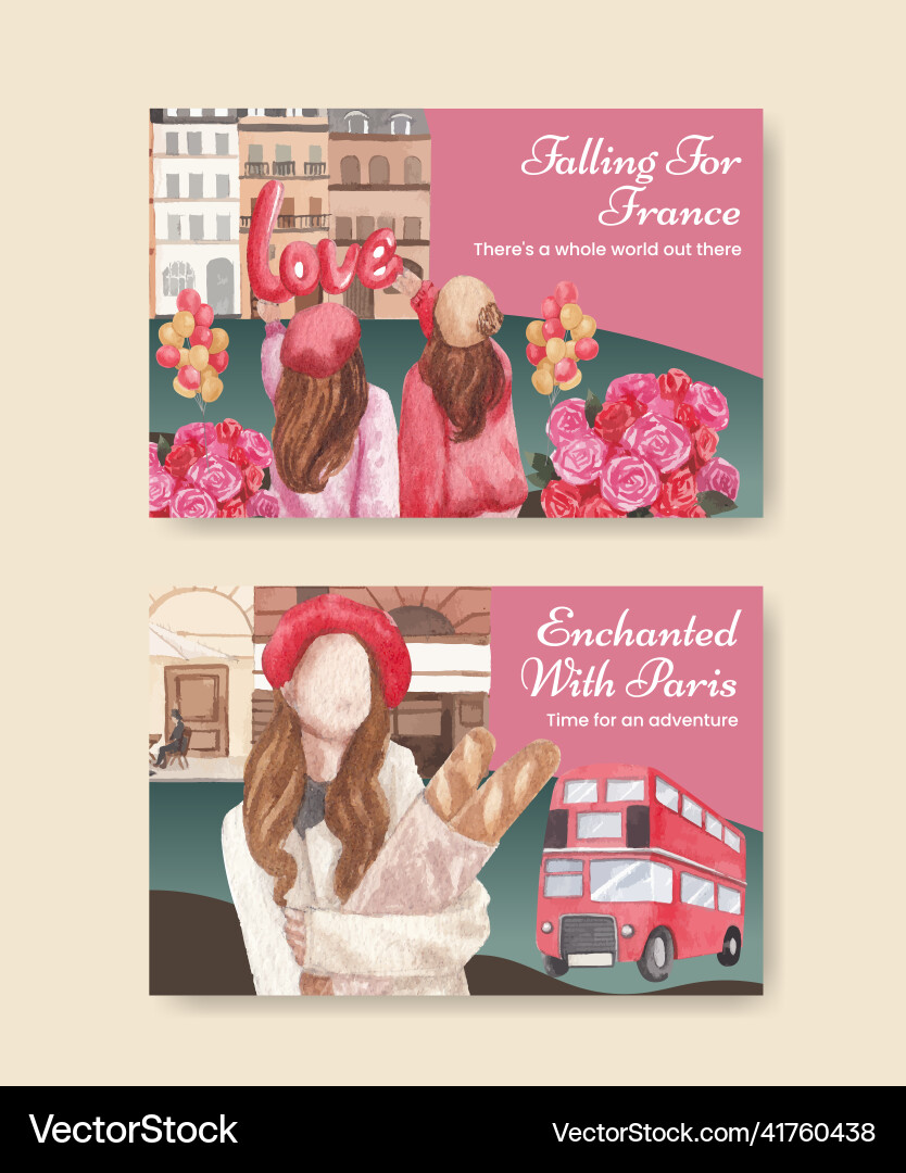 Facebook template with eifel in paris lover Vector Image