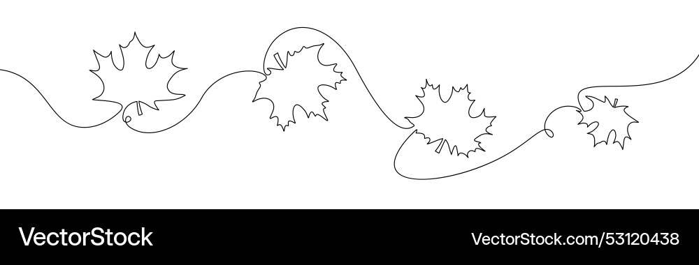 Maple leaf garland in continuous line art Vector Image