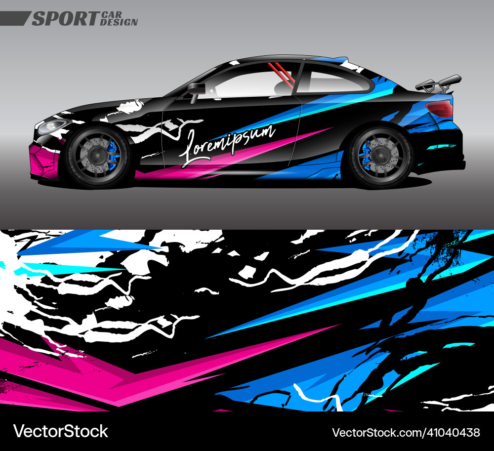 Racing car wrap design with special texture style Vector Image