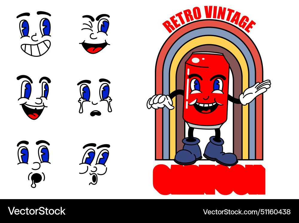 Retro vintage cartoon mascot oldiest Royalty Free Vector