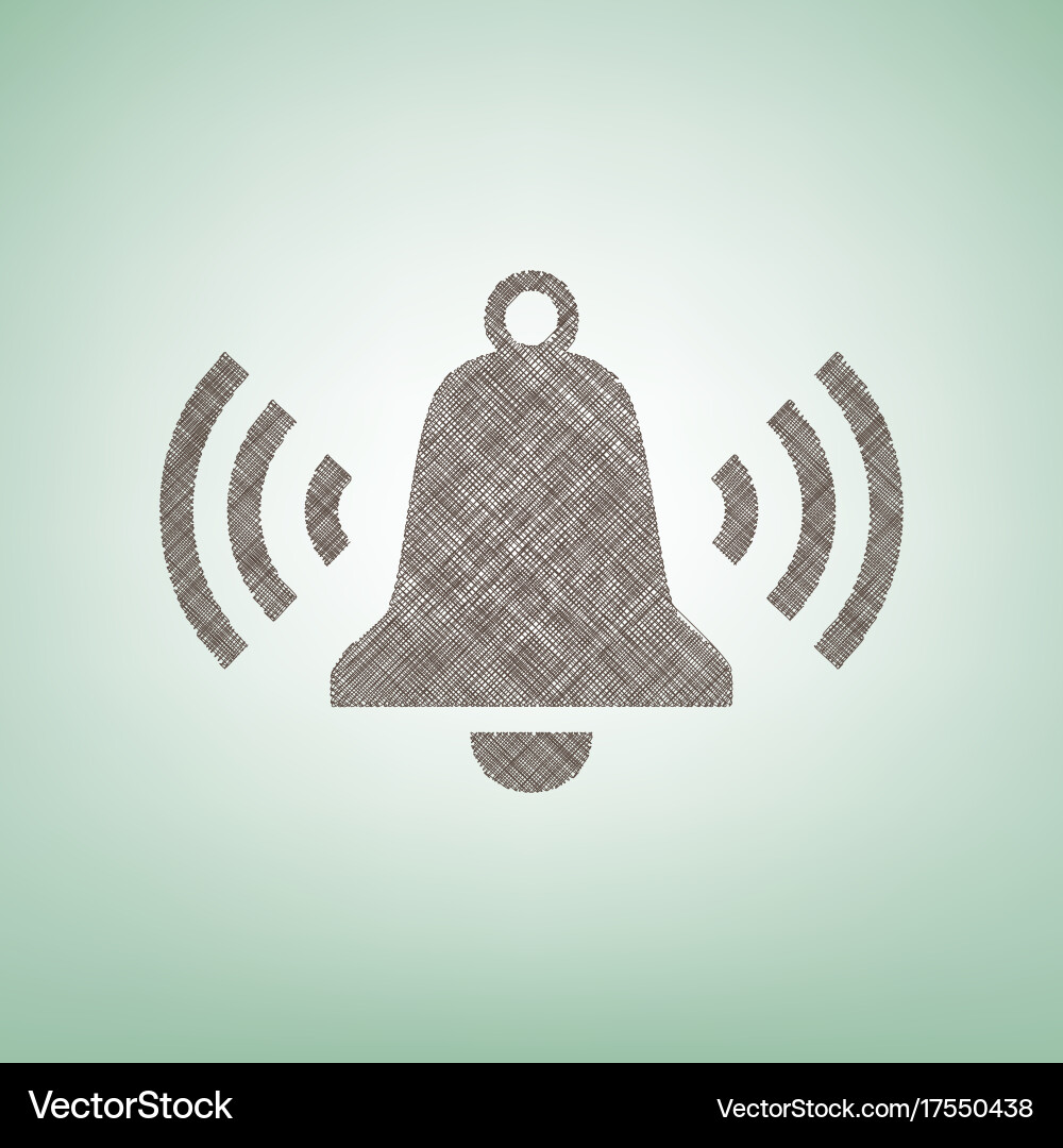 Ringing bell icon brown flax Royalty Free Vector Image
