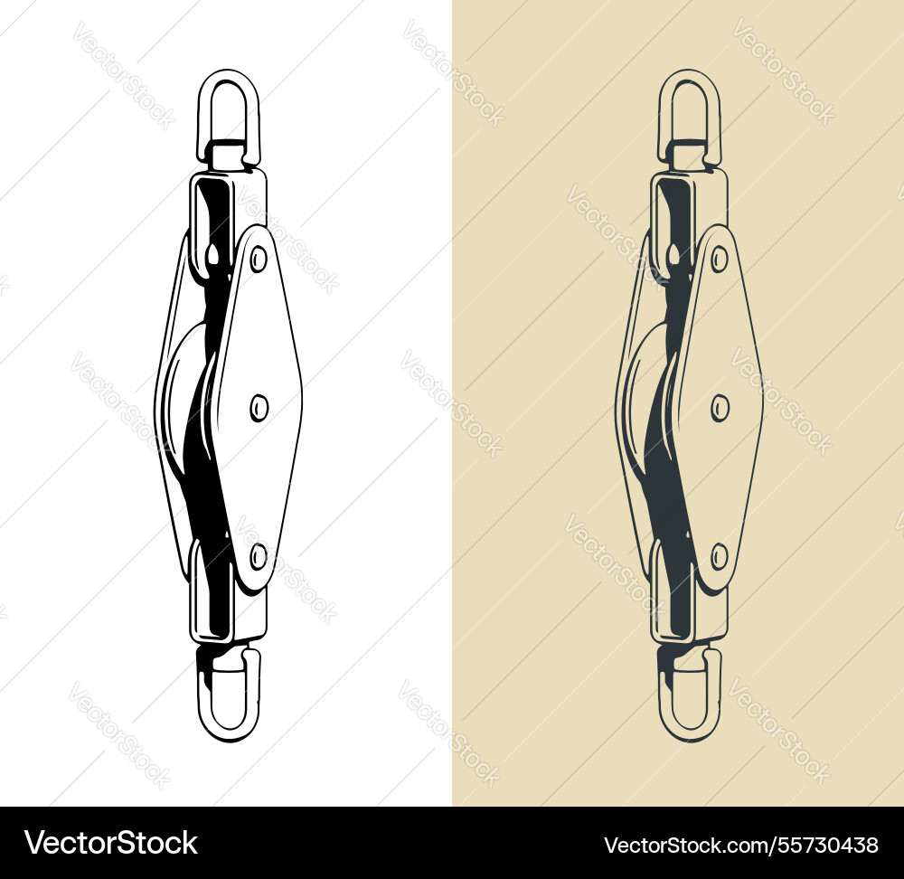Single block for yacht rigging Royalty Free Vector Image