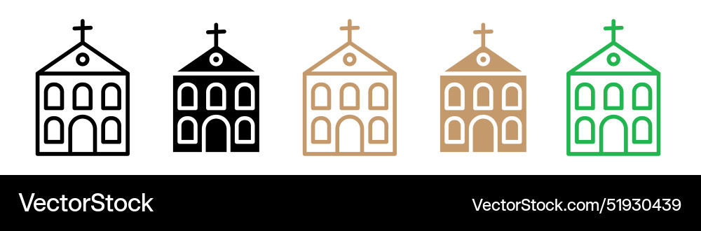 Church icon logo set Royalty Free Vector Image