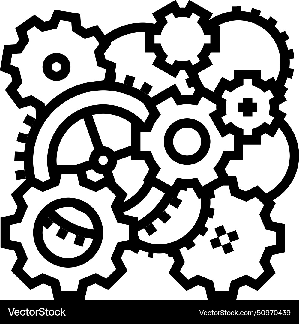 Clockwork mechanism steampunk vintage line icon Vector Image