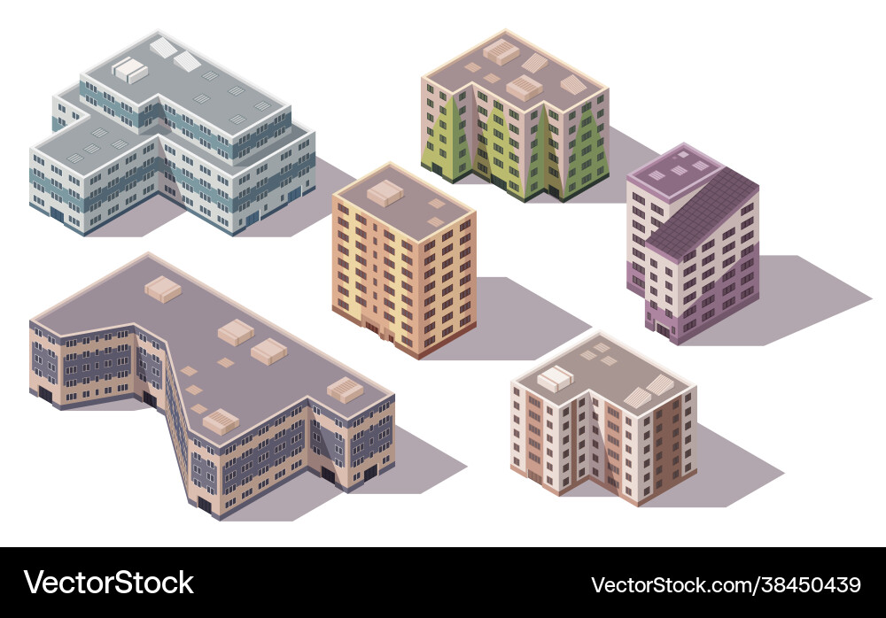 Collection isometric high rise buildings Vector Image