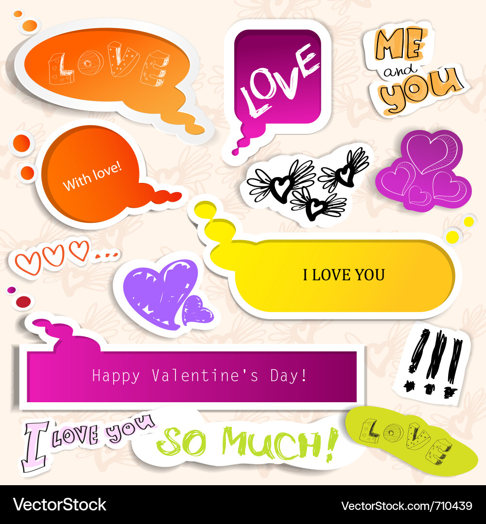 Colorful paper bubble for speech valentines day Vector Image