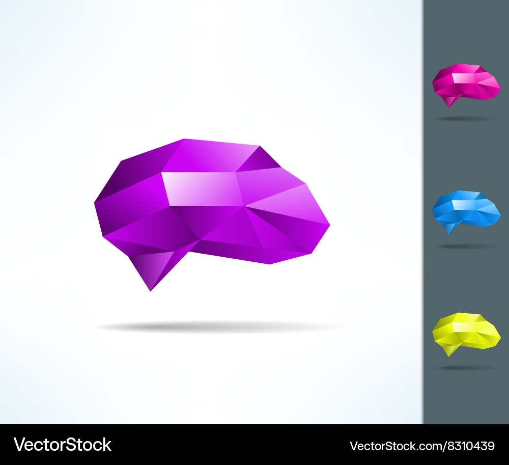 Creative brain in low poly geometrical design Vector Image