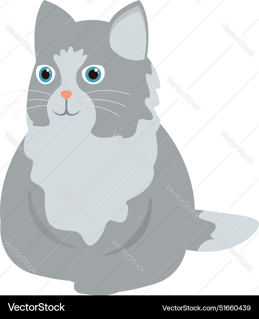 Cute grey tabby cat sitting looking contented Vector Image