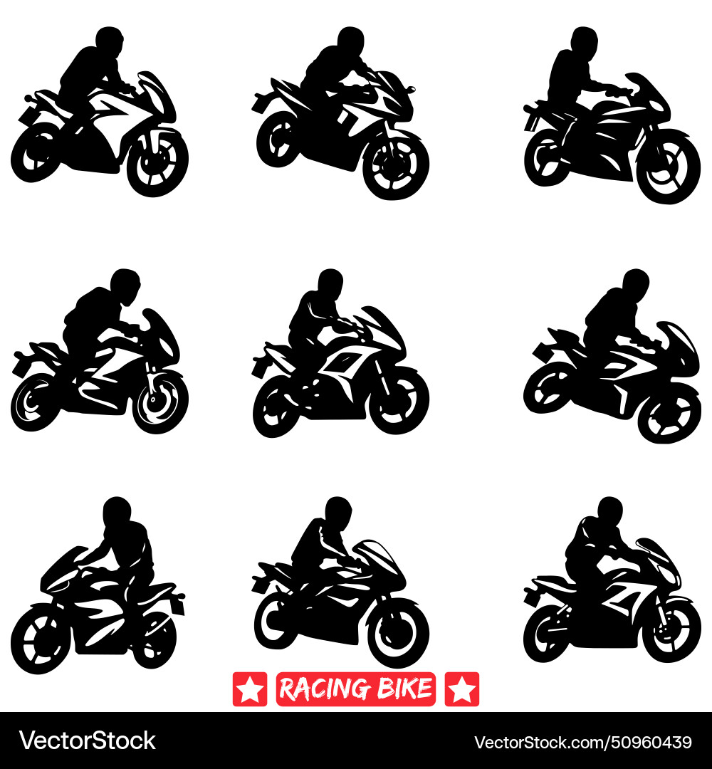Daring cyclists silhouette pack thrilling racing Vector Image Daring cyclists silhouette pack thrilling racing Vector Image