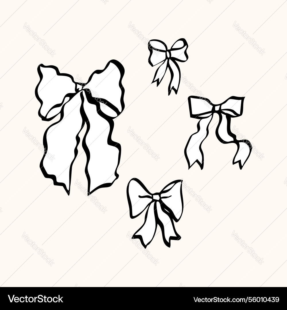 Elegant coquette bow line art collection Vector Image