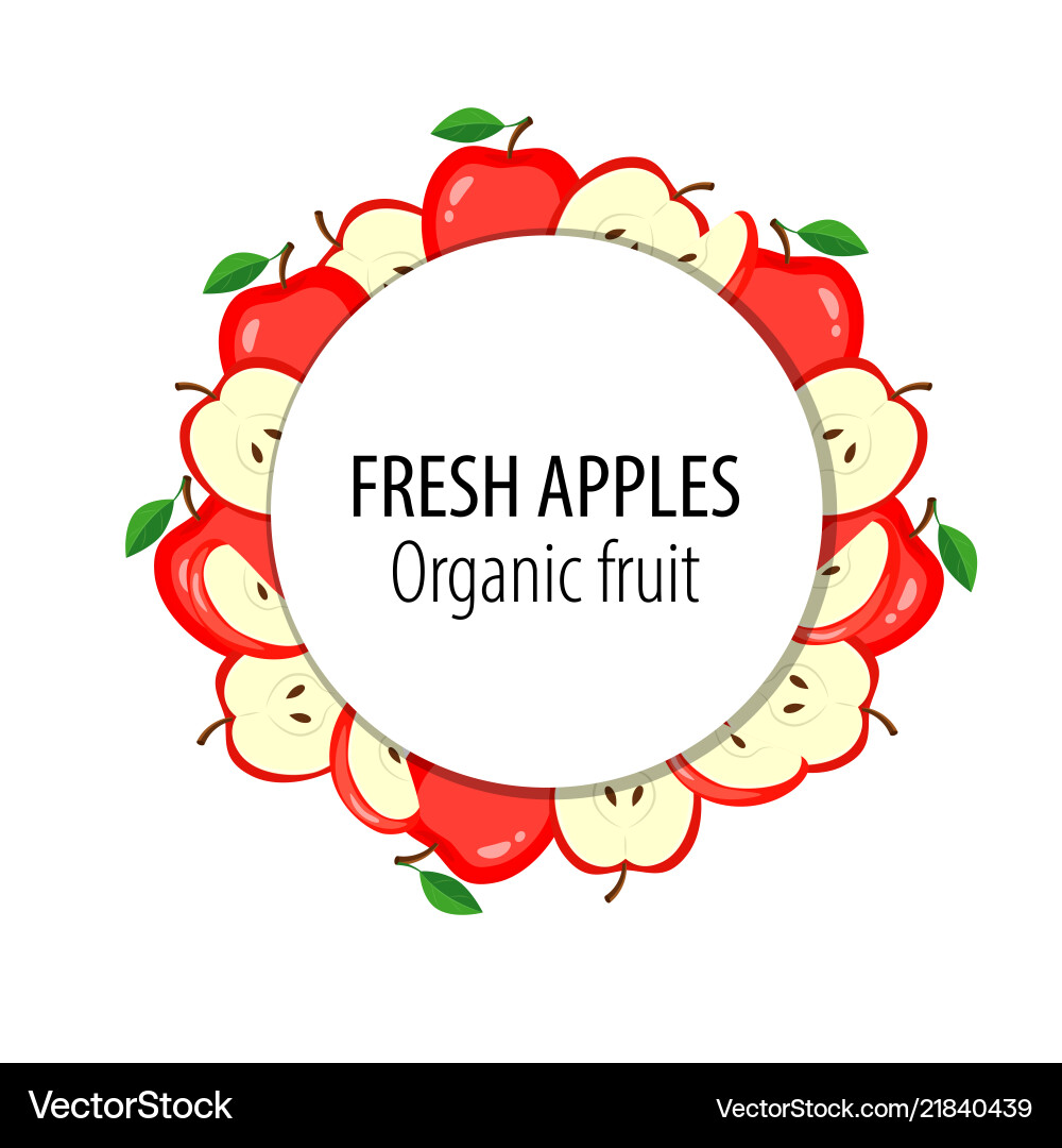 Fresh apples label organic Royalty Free Vector Image