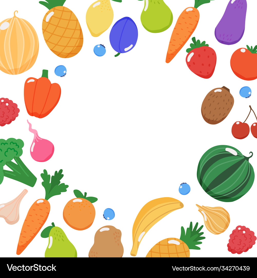 Fruits and vegetables frame with copy space Vector Image