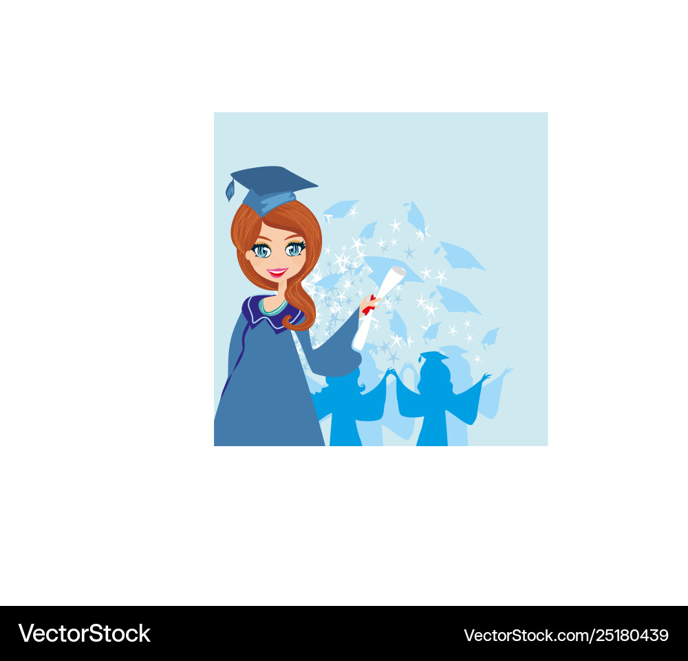 Graduation girl card Royalty Free Vector Image