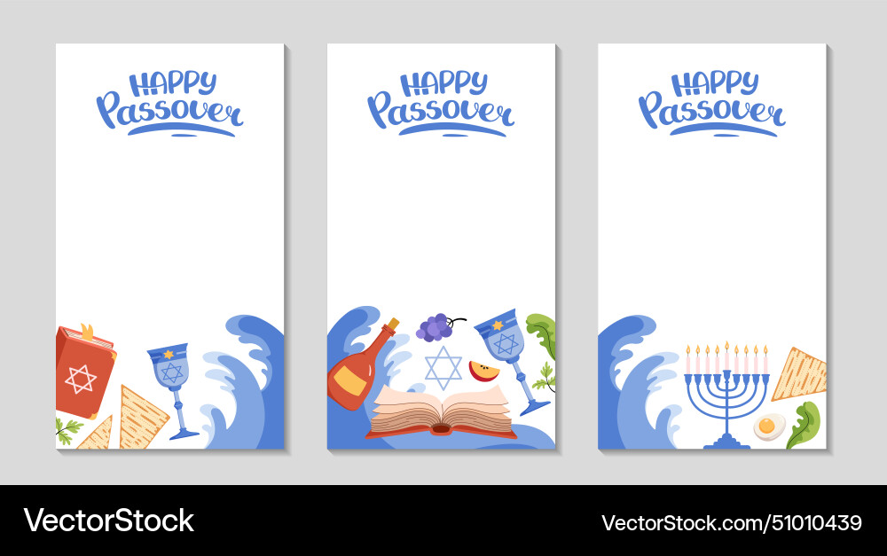 Happy passover frame with traditional elements Vector Image