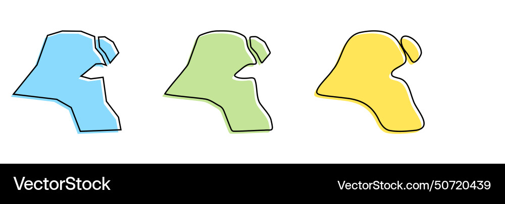Kuwait country map in three levels Royalty Free Vector Image