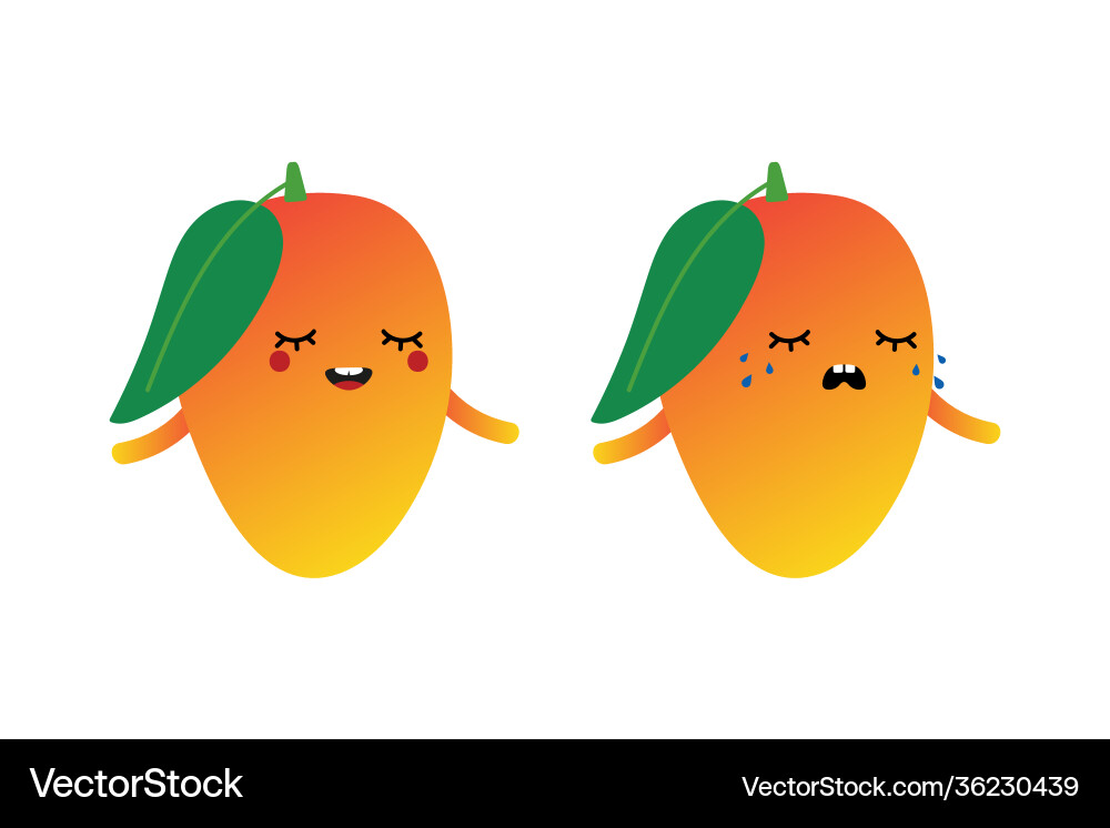 Mango Charaktere glücklich lächeln und traurig weinen