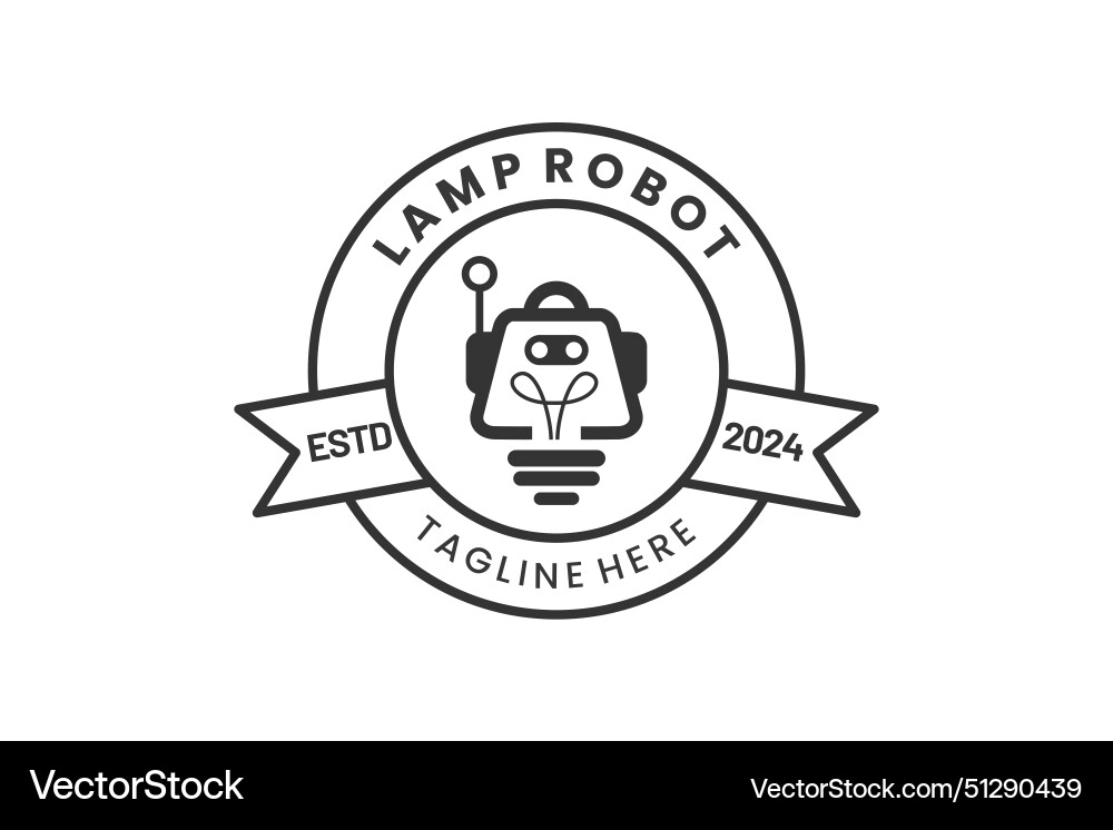 Minimalist bulb idea robot logo template design Vector Image