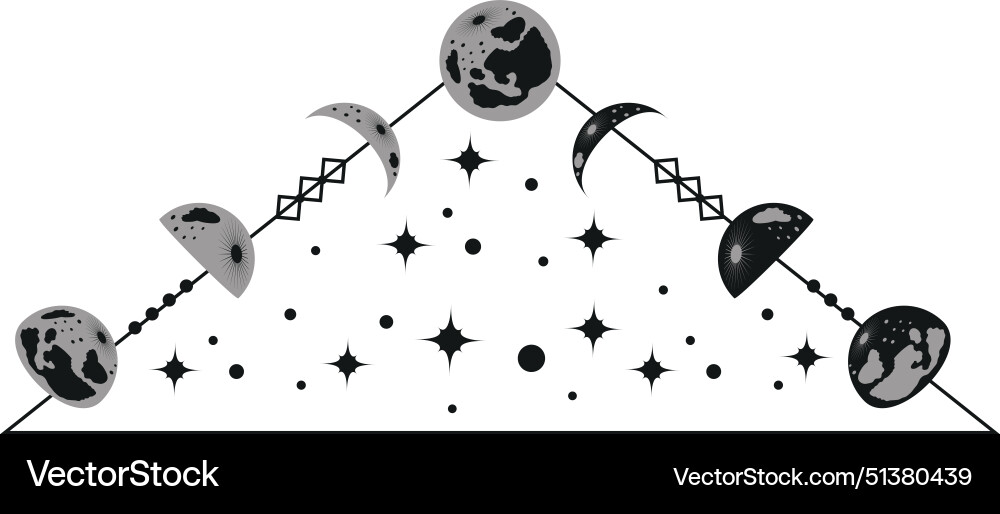 Moon phases astronomical science Royalty Free Vector Image