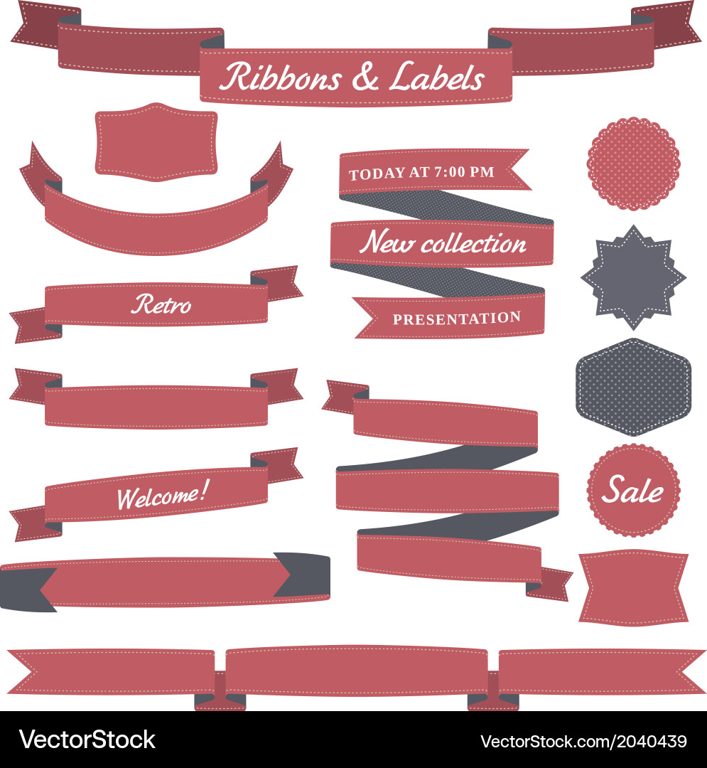 Retro ribbons and labels Royalty Free Vector Image