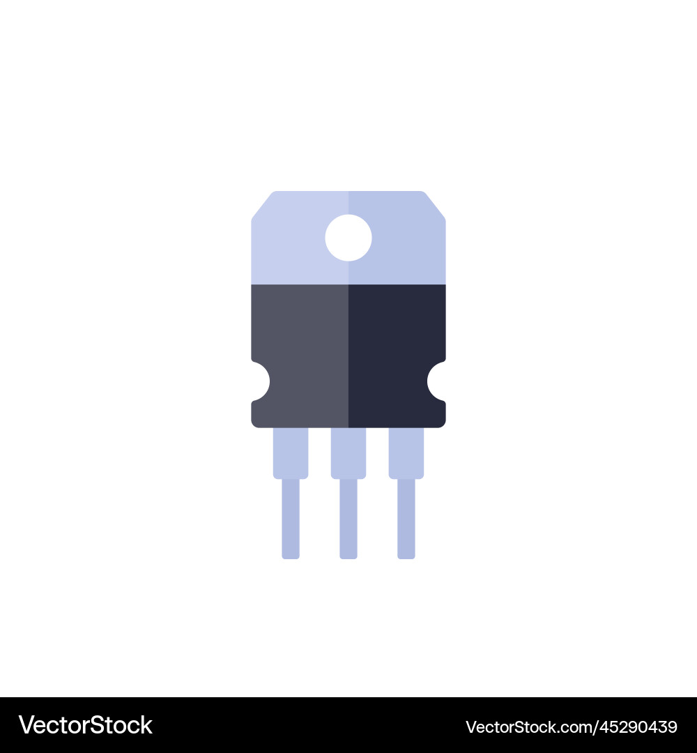 Transistor semiconductor icon flat Royalty Free Vector Image