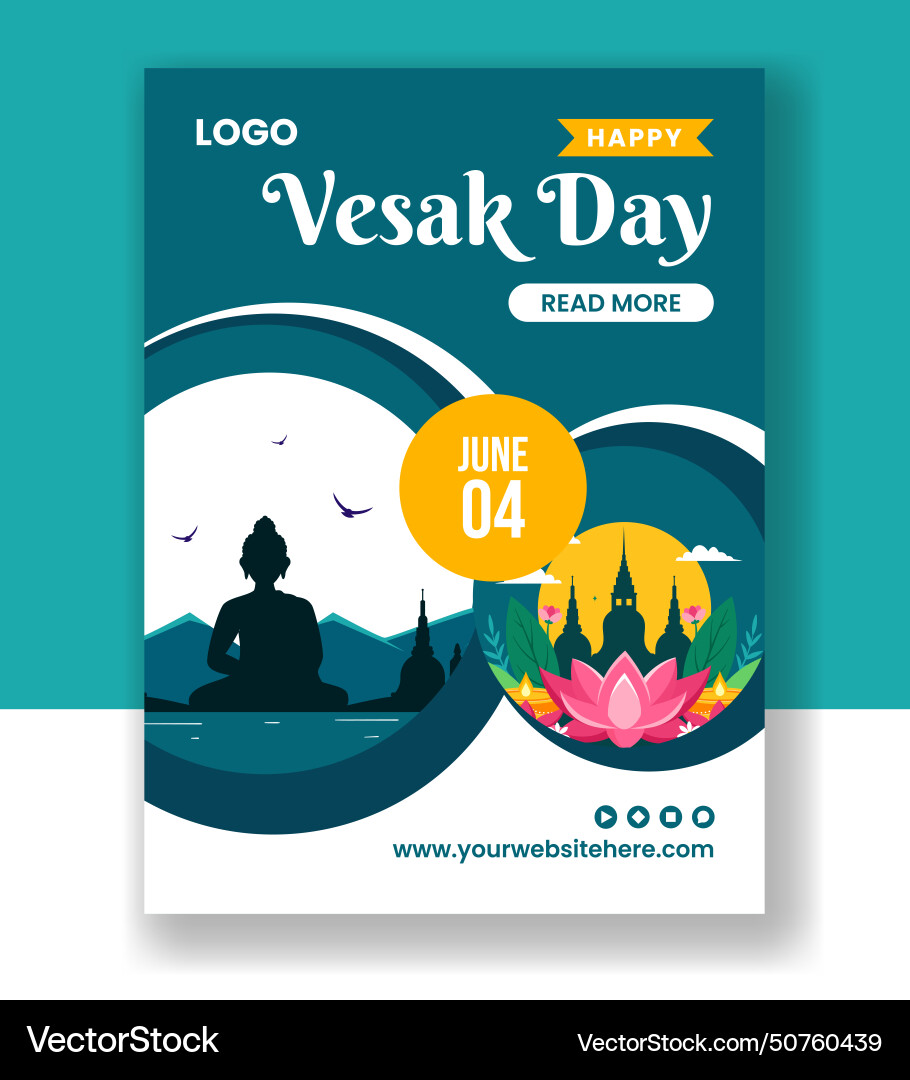 Vesak day vertical poster flat cartoon hand drawn Vector Image