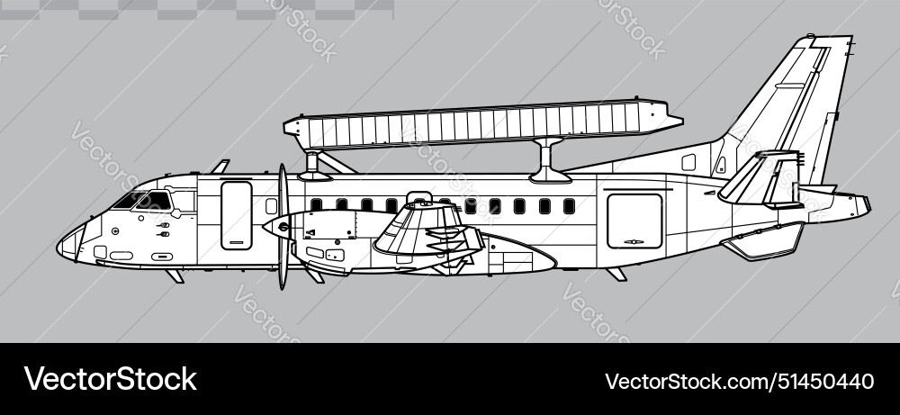 Asc 890 saab 340 aewc Royalty Free Vector Image