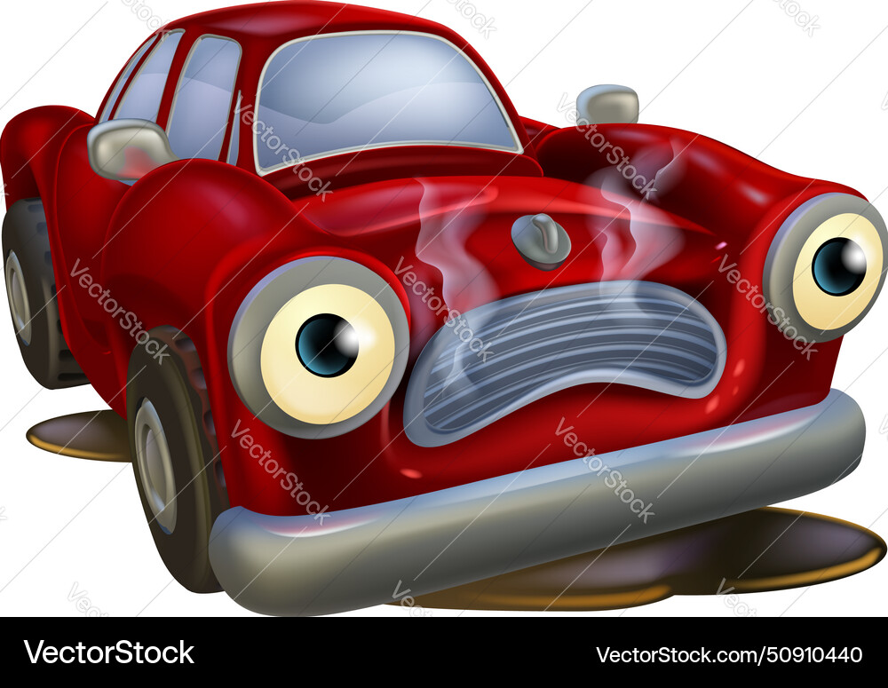 Cartoon car broken down Royalty Free Vector Image