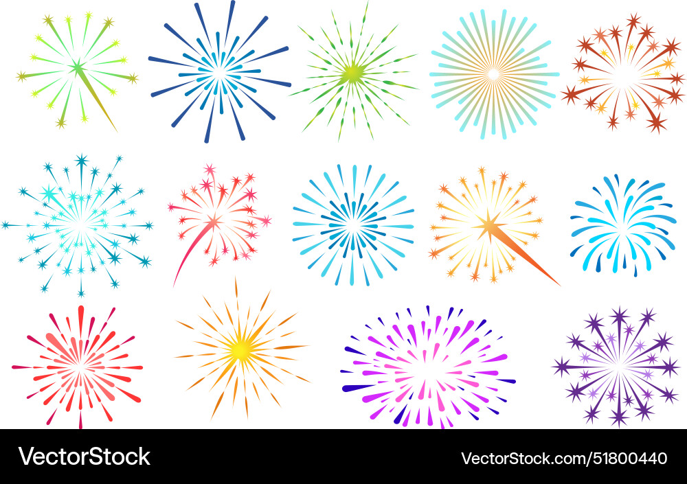 Cartoon fireworks set Royalty Free Vector Image