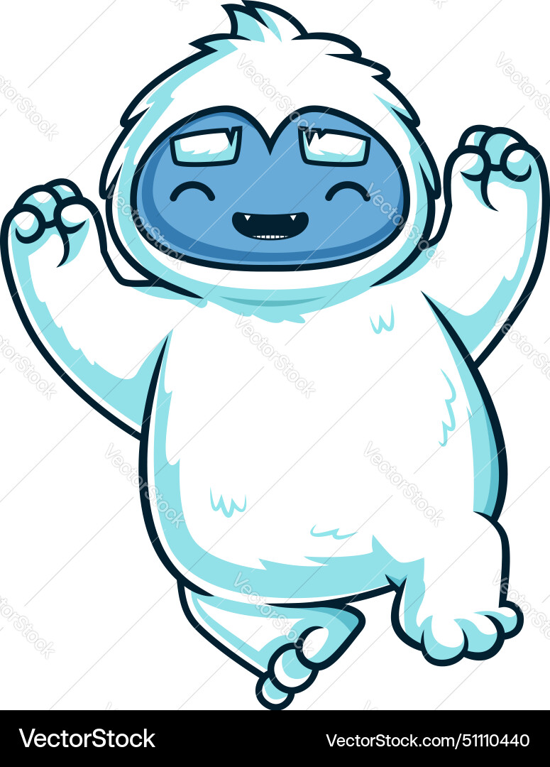 Cheering yeti monster cartoon clip art Royalty Free Vector