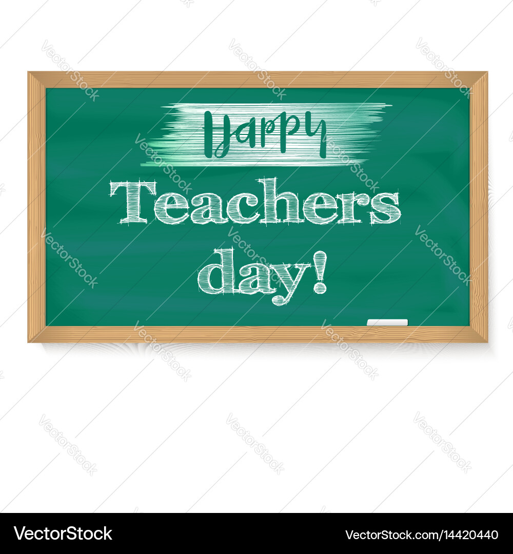 Glückliche Lehrer Tagesschule Kreideboard Vektorbild