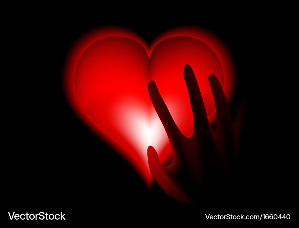 Hand in heat from heart hot Royalty Free Vector Image